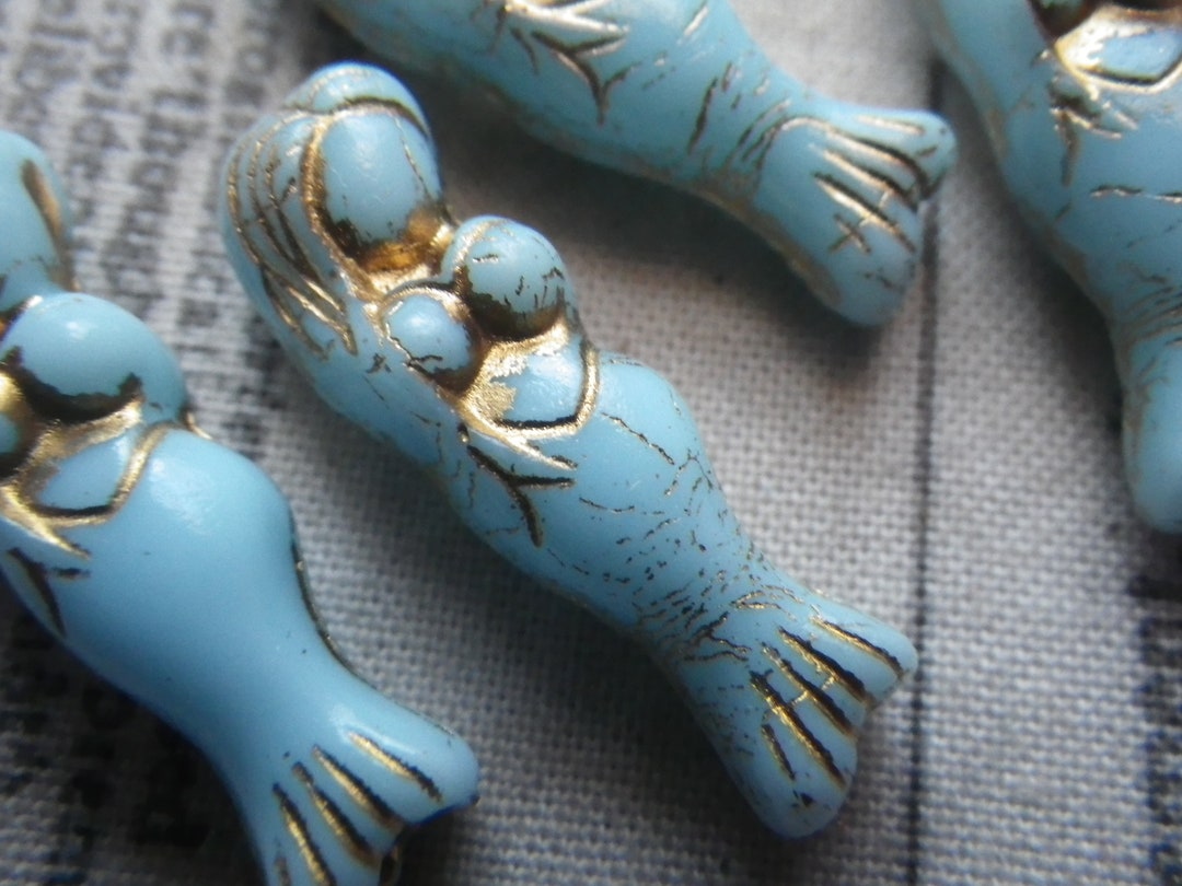 Baby Blue Mermaid Gold Wash 25x5mm 4 Pcs - Etsy