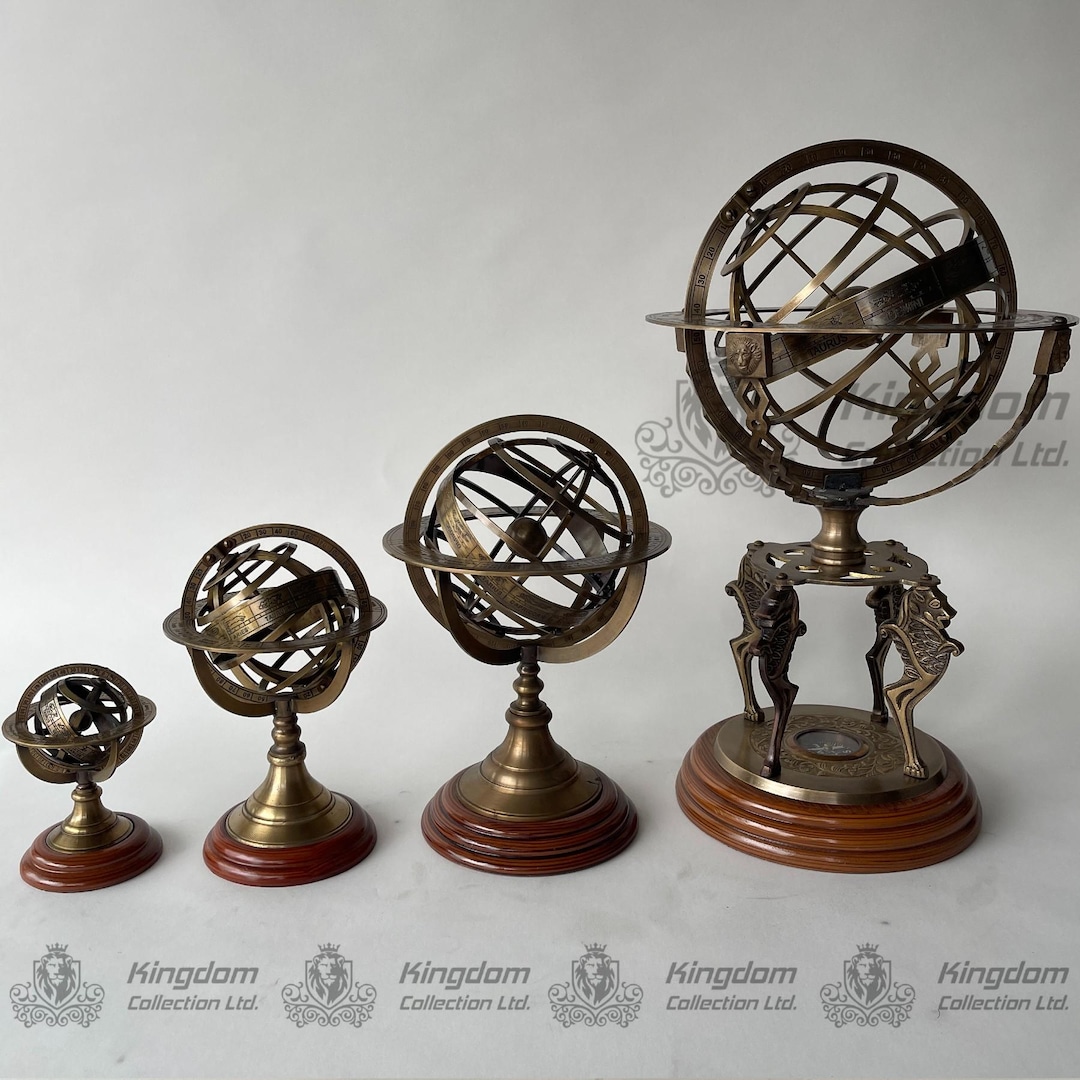 18 Inch Brass Armillary Sphere With Working Compass, Lion Brass Sphere ...