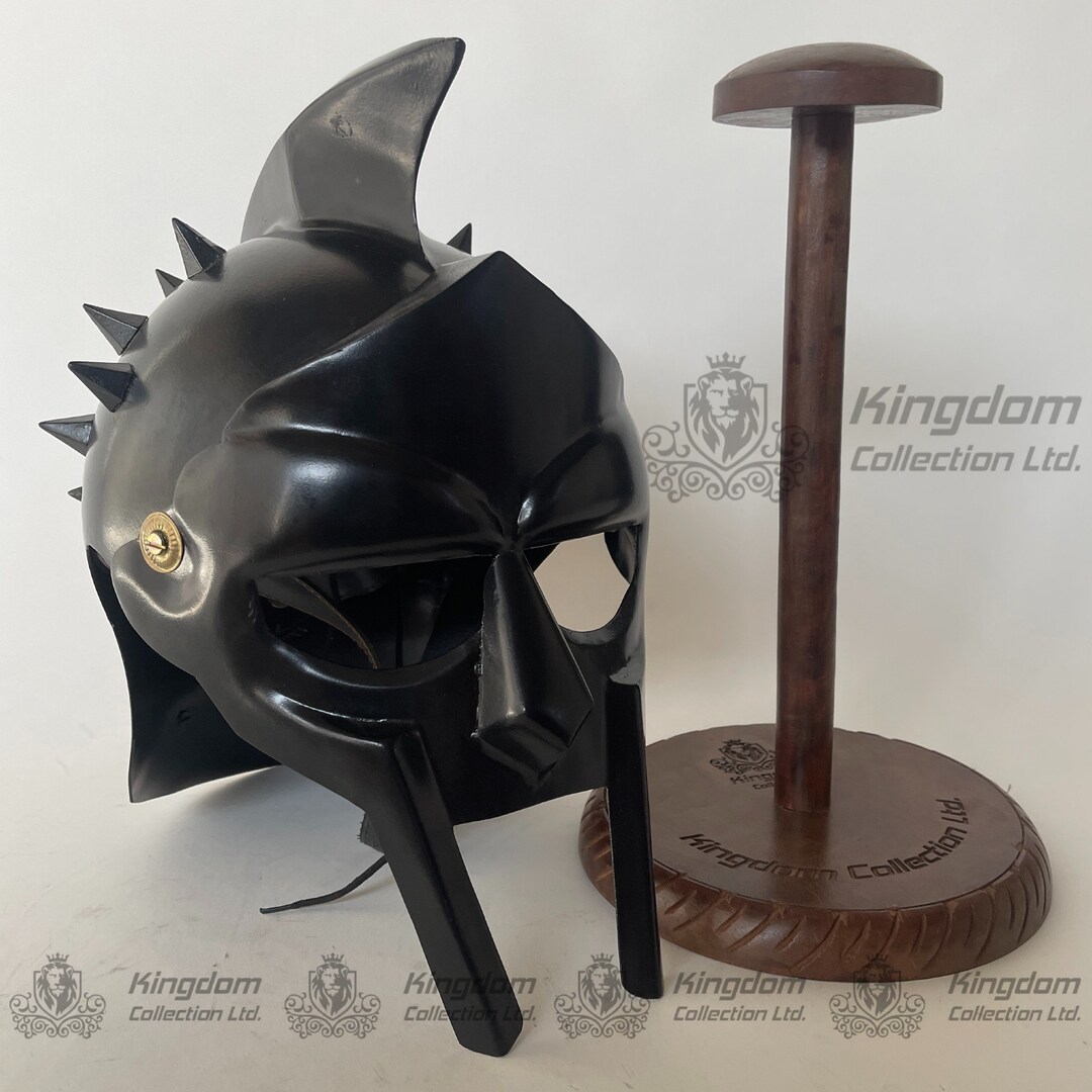 Black Armour Gladiator Helmet for Role Play With Free Display Stand ...