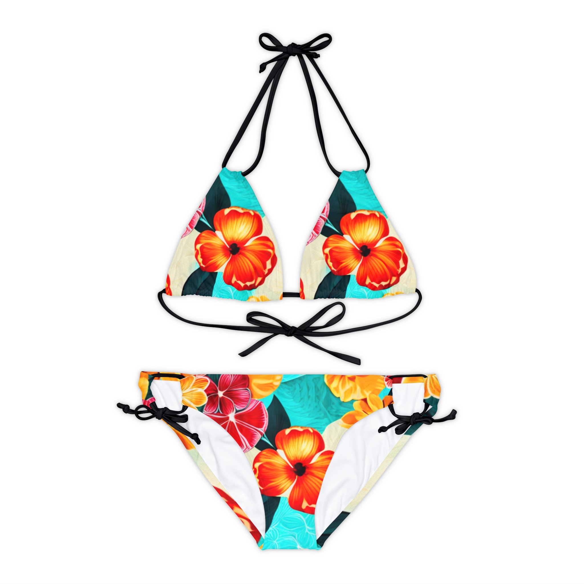 Vibrant Tropical Floral Print Bikini Set Bold Colorful Swimwear - Etsy