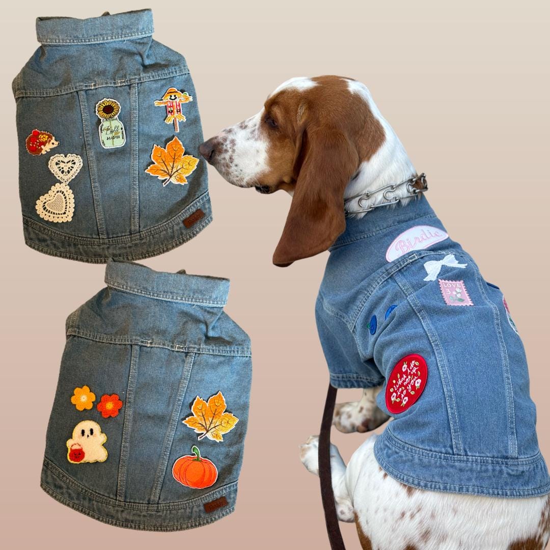Custom Dog Denim Jacket • Personalized Patch Dog Vest • Fall & Seasonal ...