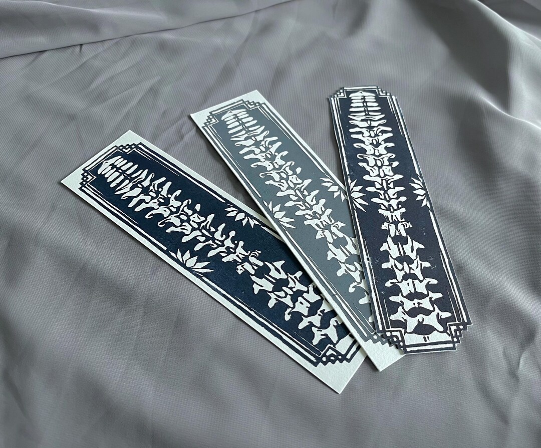 Spine Bookmark • Giclee of Linocut • Art Deco Inspired Anatomy Bookmark ...