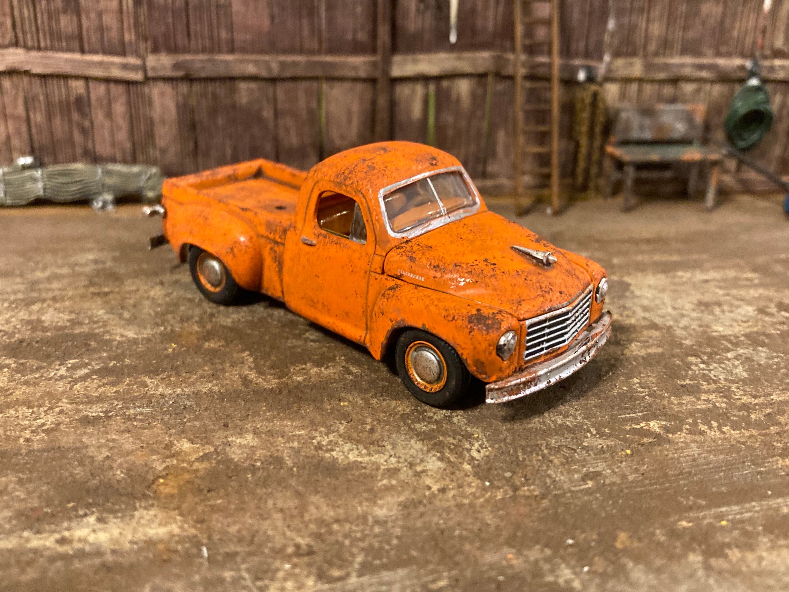 1950 Studebaker 2R Pickup Customized 1/64 Scale Diecast Truck. Custom Barn Find Style. Weathered ...