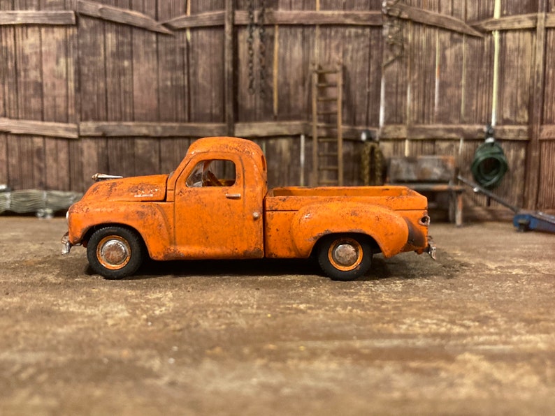 1950 Studebaker 2R Pickup Customized 1/64 Scale Diecast Truck. Custom Barn Find Style. Weathered ...