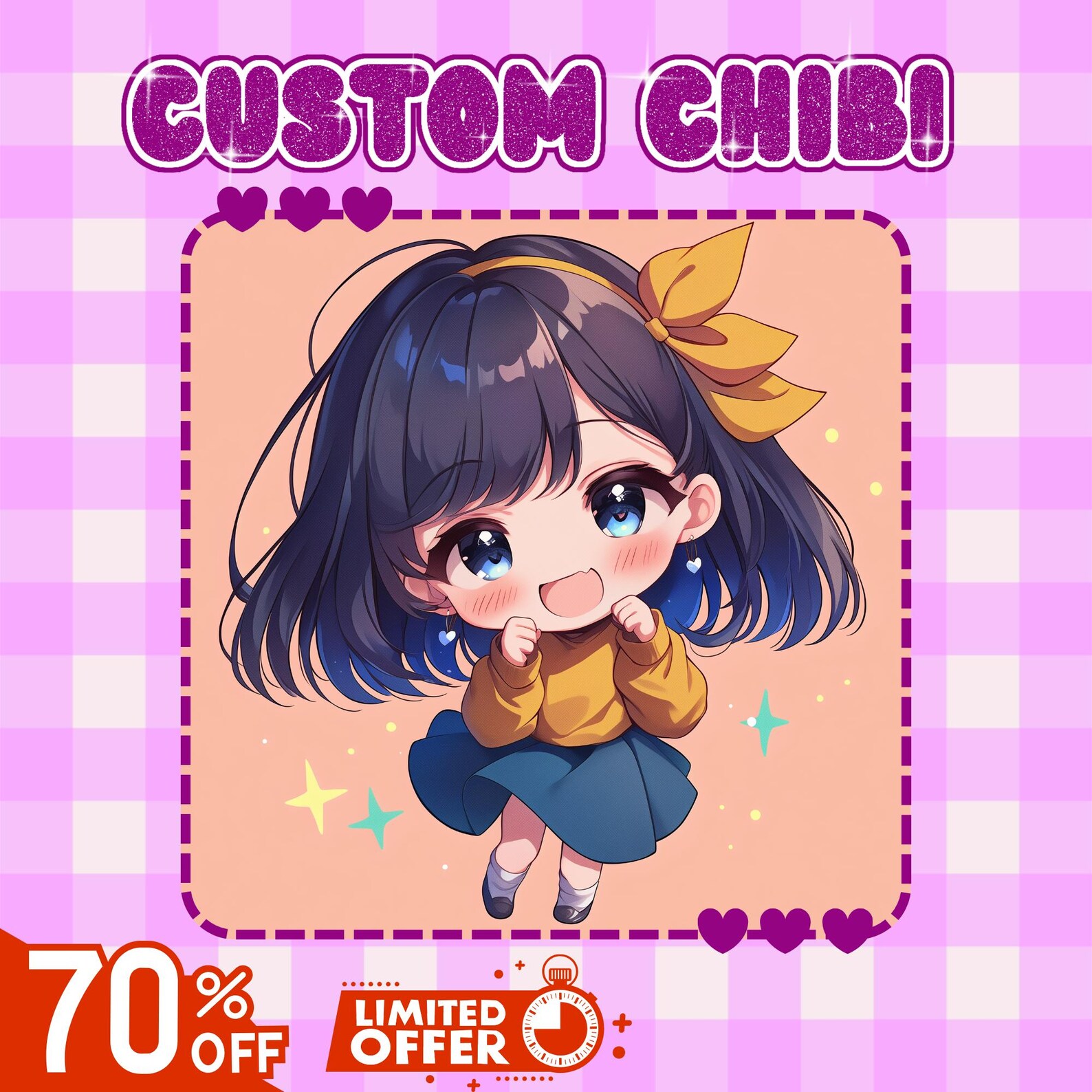Custom PFP Chibi, Chibi Commission, Custom Chibi Portrait, Chibi Twitch ...