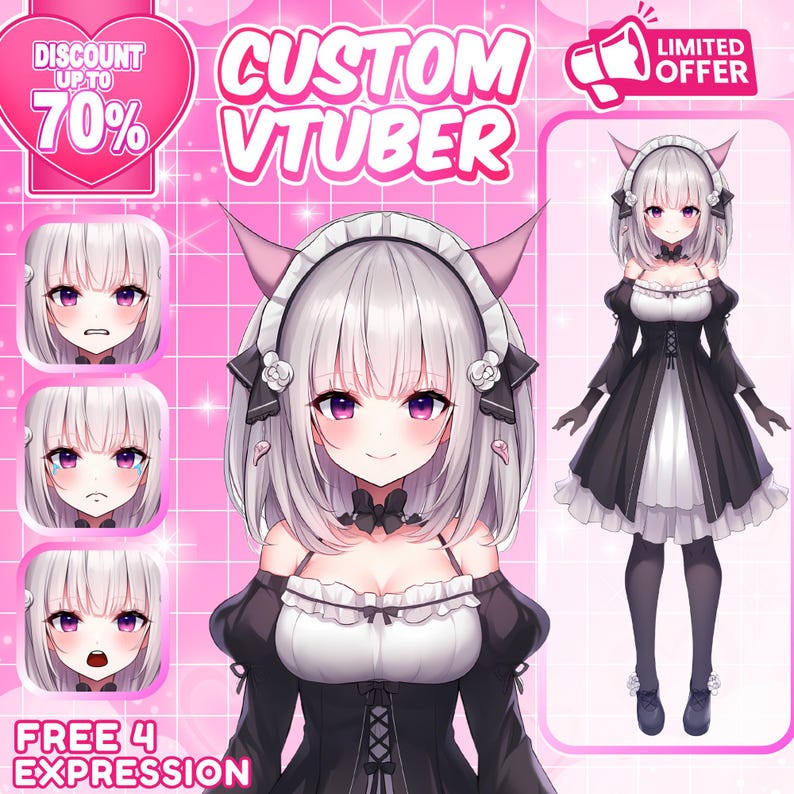CUSTOM Vtuber Model for Commercial Use Live 2D Vtuber Kawai Vtuber ...