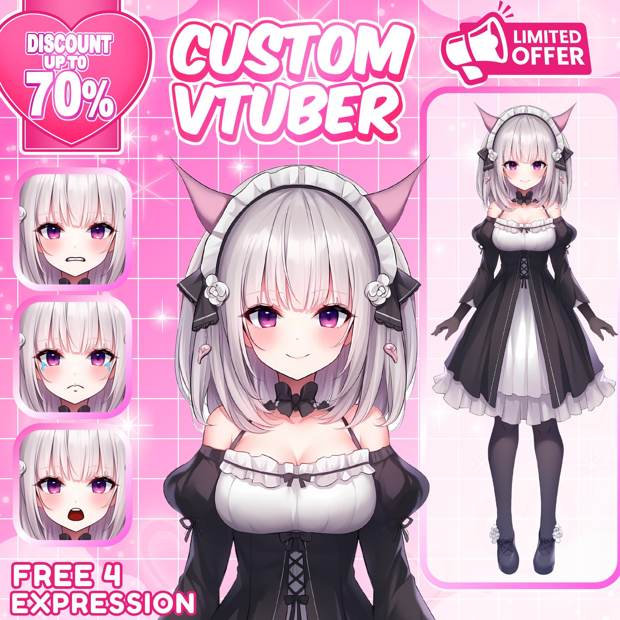 CUSTOM Vtuber Model for Commercial Use Live 2D Vtuber Kawai Vtuber ...