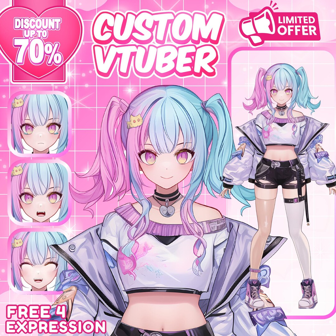 CUSTOM Vtuber Model for Commercial Use, Vtuber Design, Vtuber Assets ...