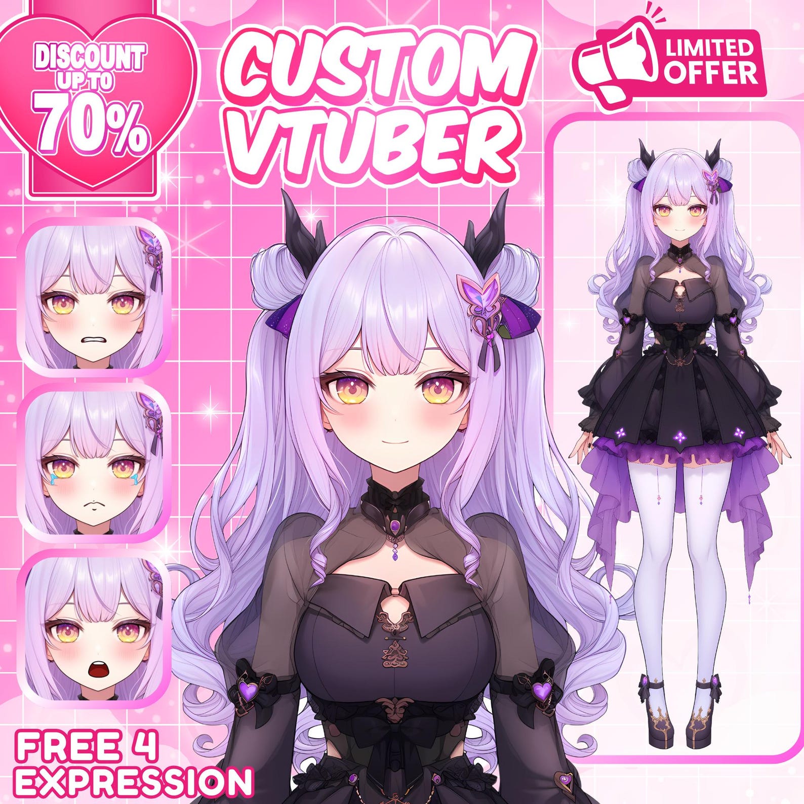 CUSTOM Vtuber Model for Commercial Use Live 2D Vtuber Kawai Vtuber ...