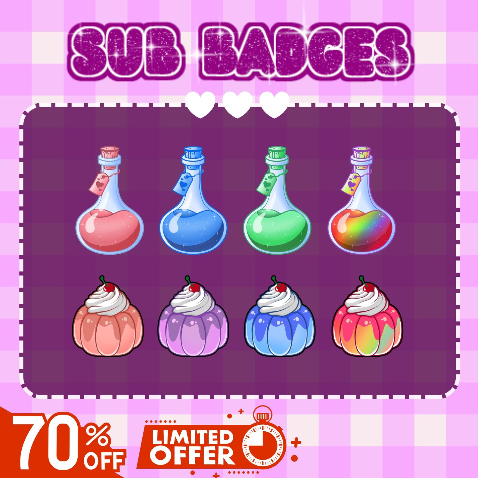 Custom Sub Badge, Twitch Bit Badge, Kick Graphic, Twitch Graphic, Stone ...