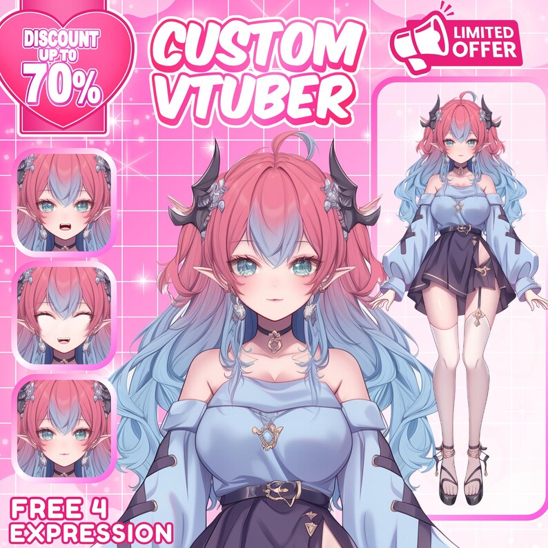 Custom Vtuber Model for Commercial Use, Live2d Model, Vtuber Design, Vtuber Assets, Pngtuber ...