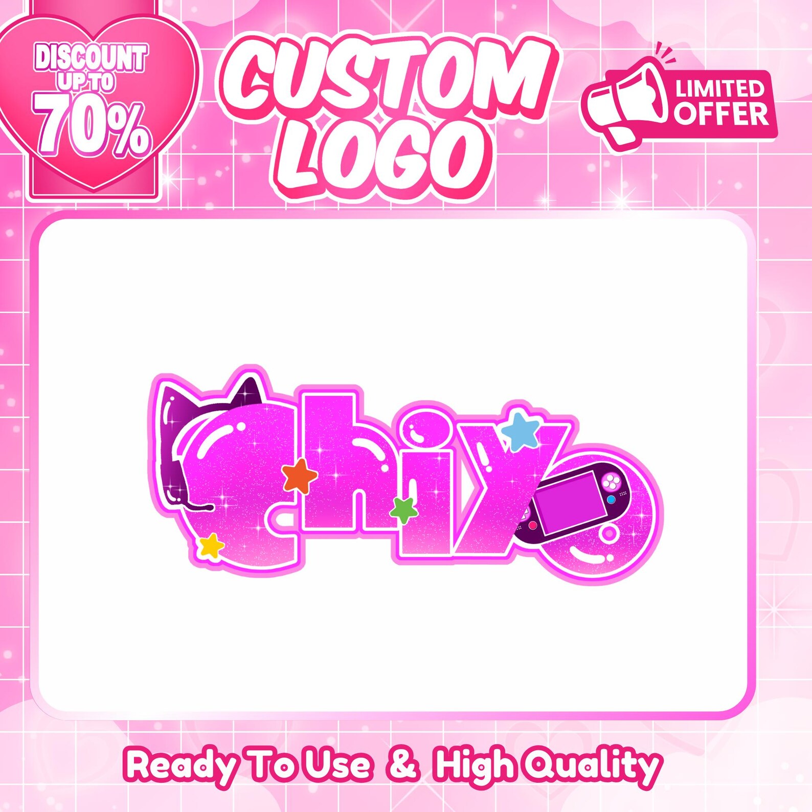CUSTOM VTUBER LOGO Vtuber Logo, Cute Logo, Kawaii Logo, Giftuber Logo ...