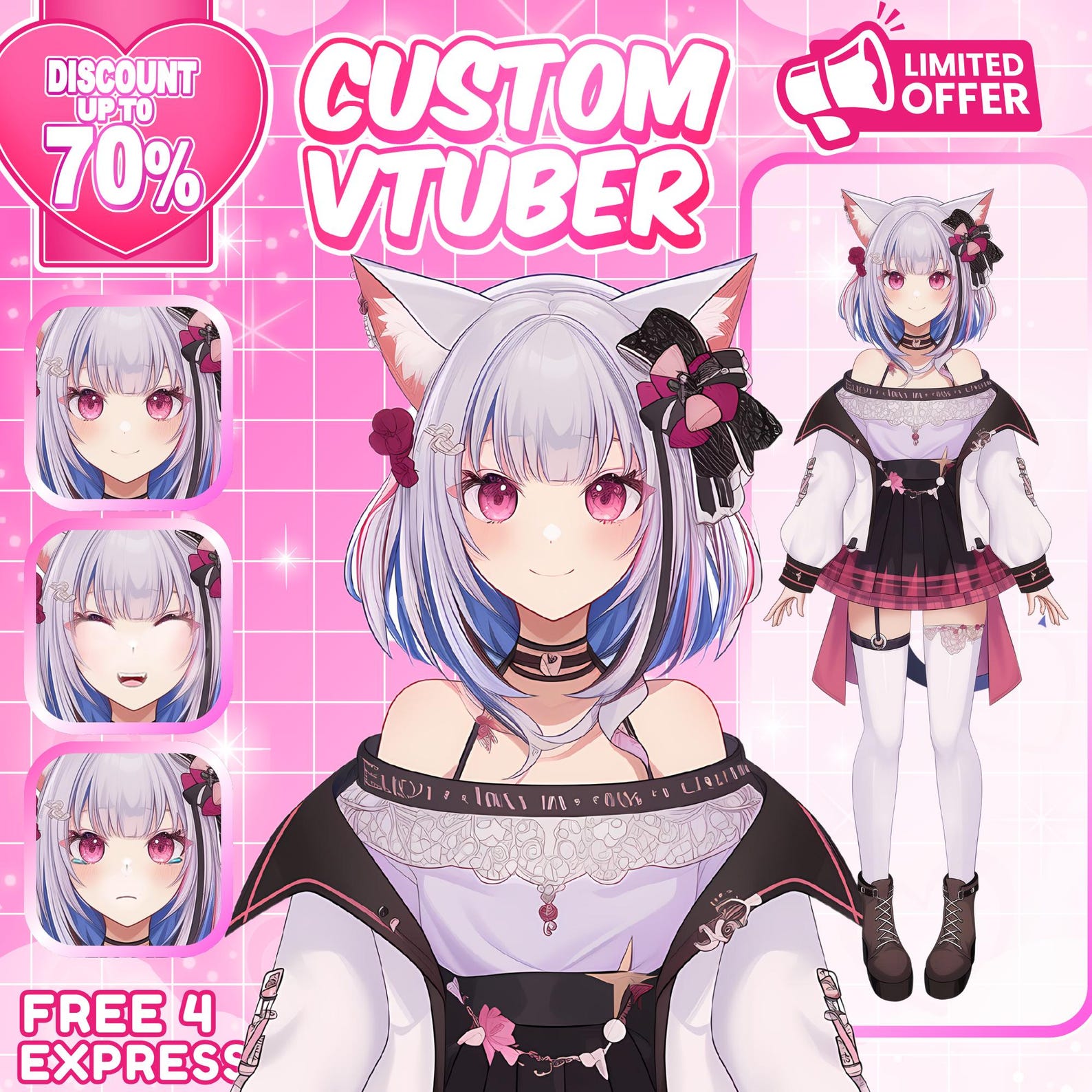 Custom Vtuber Model for Commercial Use, Live2d Model, Vtuber Design ...