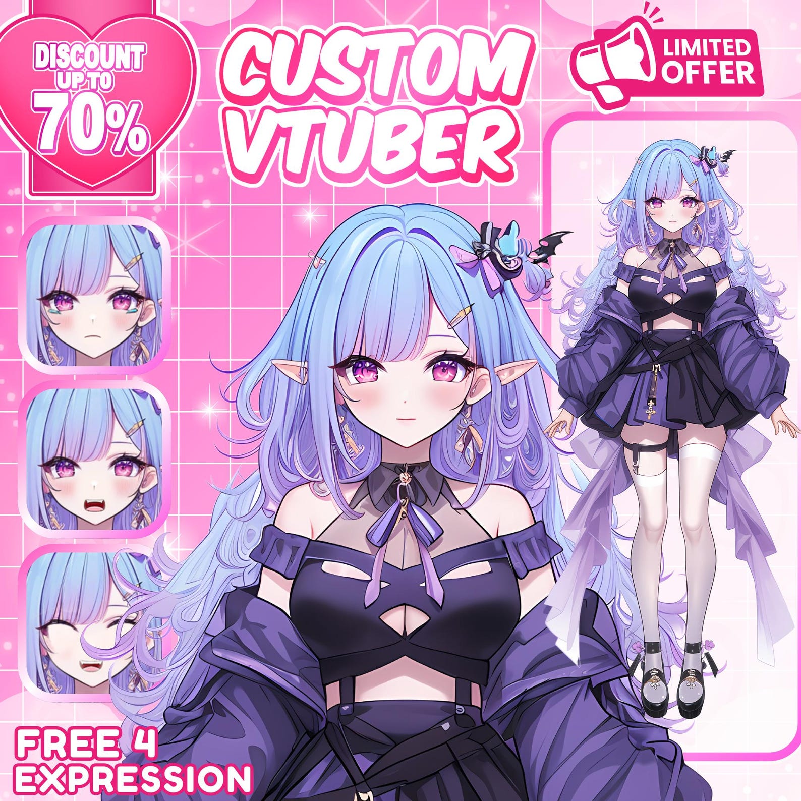 Custom Vtuber Model for Commercial Use, Live2d Model, Vtuber Design, Vtuber Assets, Pngtuber ...
