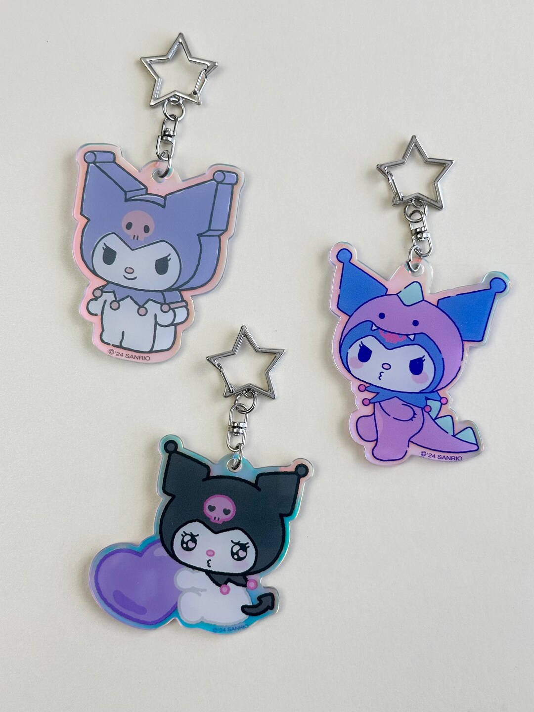 Kuromi Keyring, Kuromi Keychains, Cute Keychain, Holographic, Sanrio ...