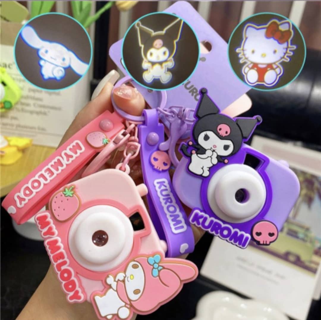 Sanrio Projector Camera Kuromi Keychains, Car Keyrings, Kuromi, My ...