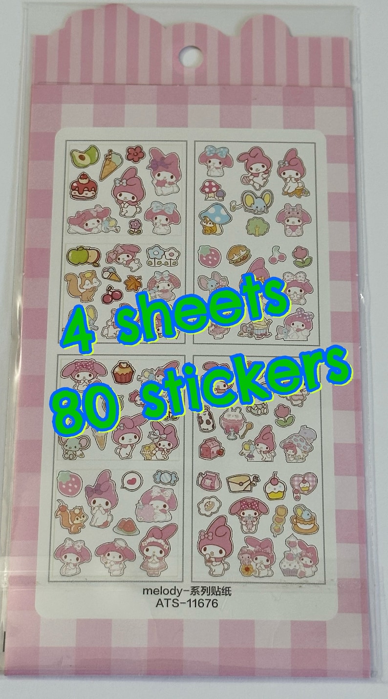 My Melody Sticker Sheets, Cute Sticker Packs, Sanrio Characters, Kawaii ...