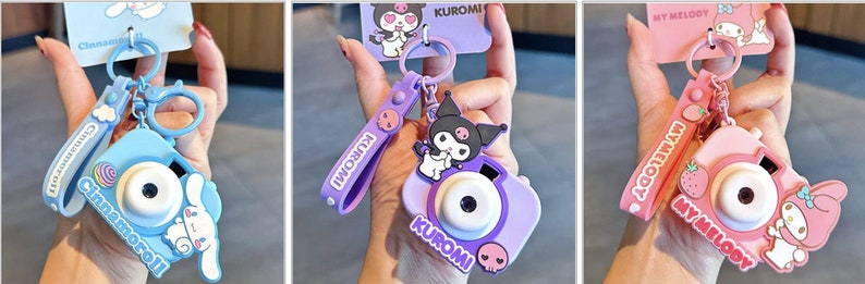 Sanrio Projector Camera Kuromi Keychains, Car Keyrings, Kuromi, My ...