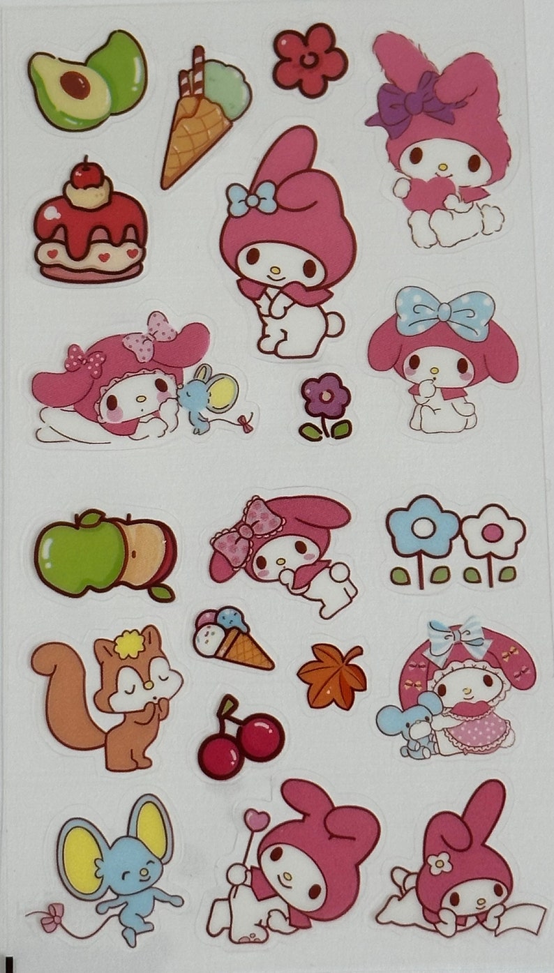 My Melody Sticker Sheets, Cute Sticker Packs, Sanrio Characters, Kawaii ...