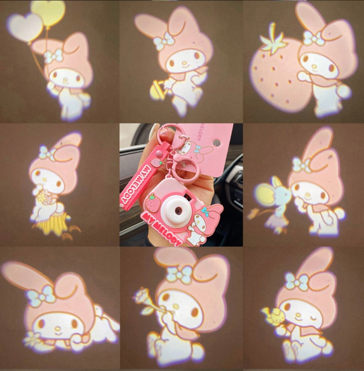 Sanrio Projector Camera Kuromi Keychains, Car Keyrings, Kuromi, My ...