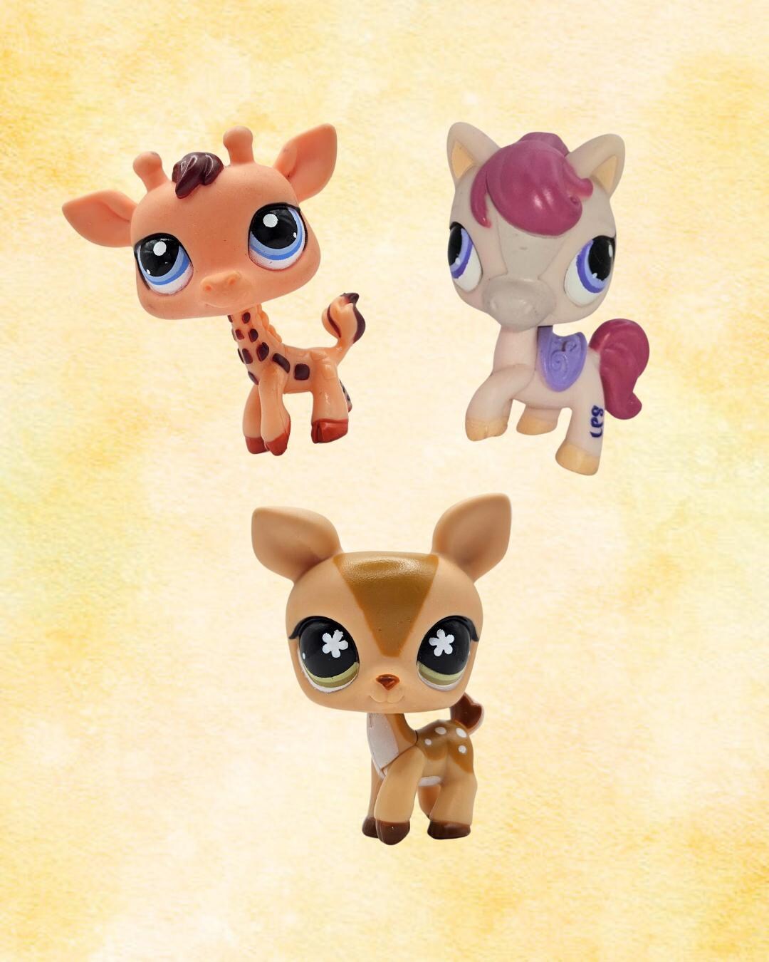 Littlest Pet Shop - Authentic 3 Pet Bundle - Deer #634, Giraffe #1488 ...
