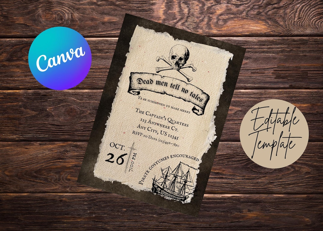Pirate Themed Party Invitation, Perfect for Halloween or Birthday Parties! - Etsy