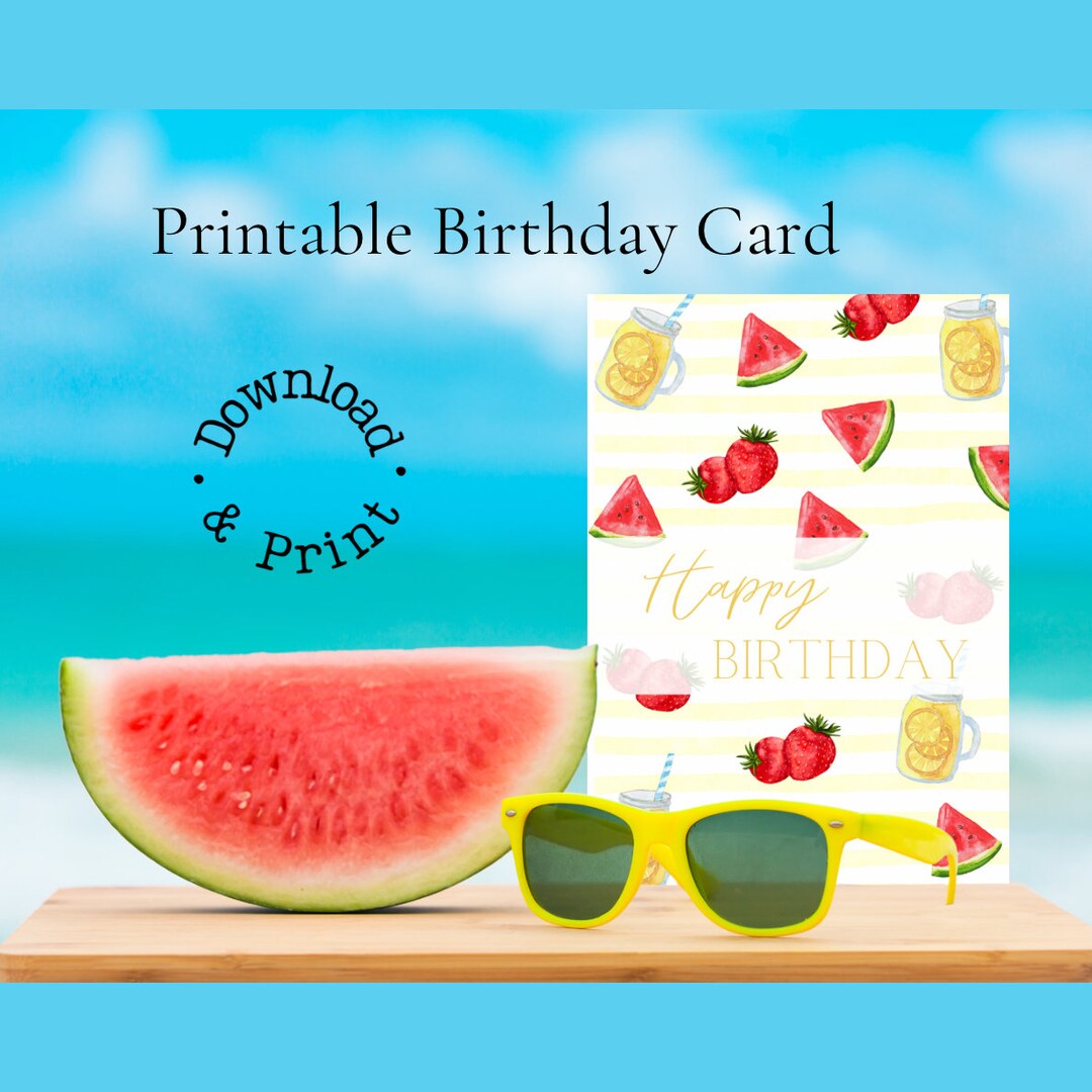 Printable Summer Birthday Card, Instant Download, Pdf, - Etsy