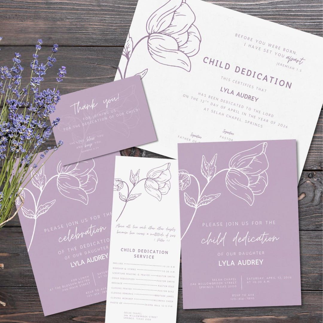 Child Dedication Bundle Template | Editable Christian Child Dedication ...