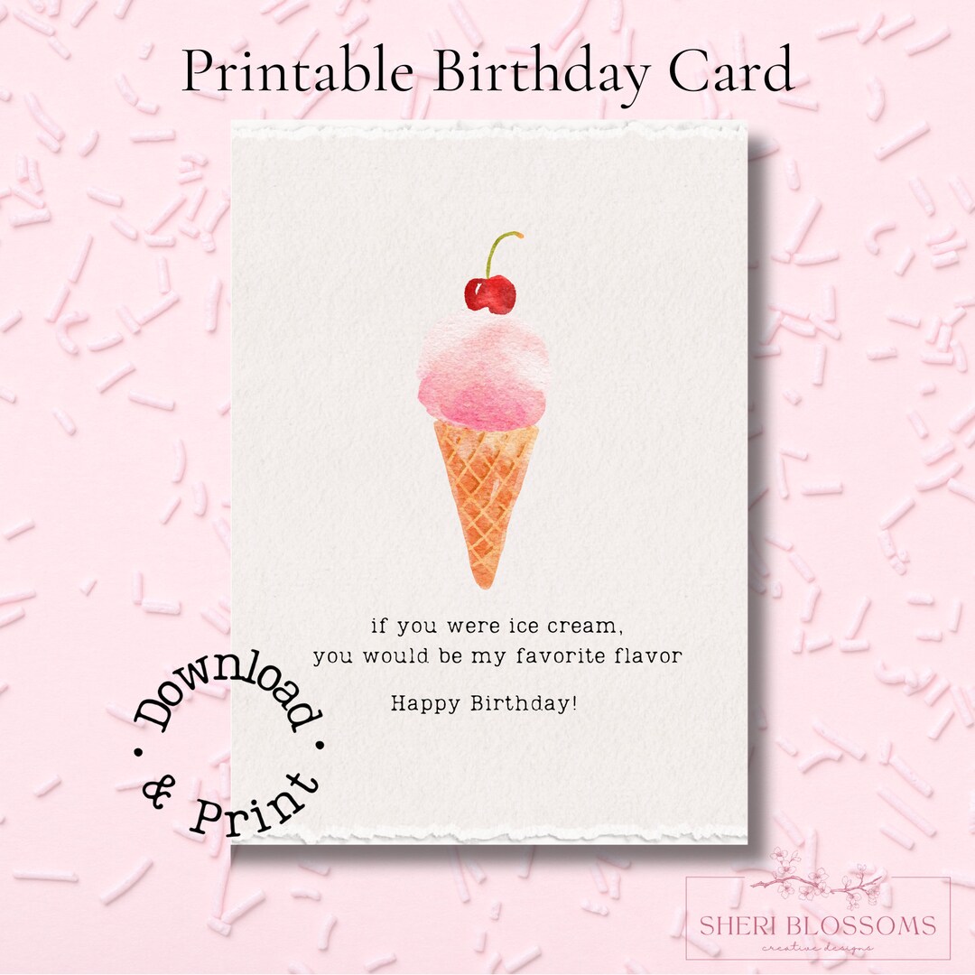 Printable Foldable Birthday Card Instant Pdf Download. Beautiful Simple ...
