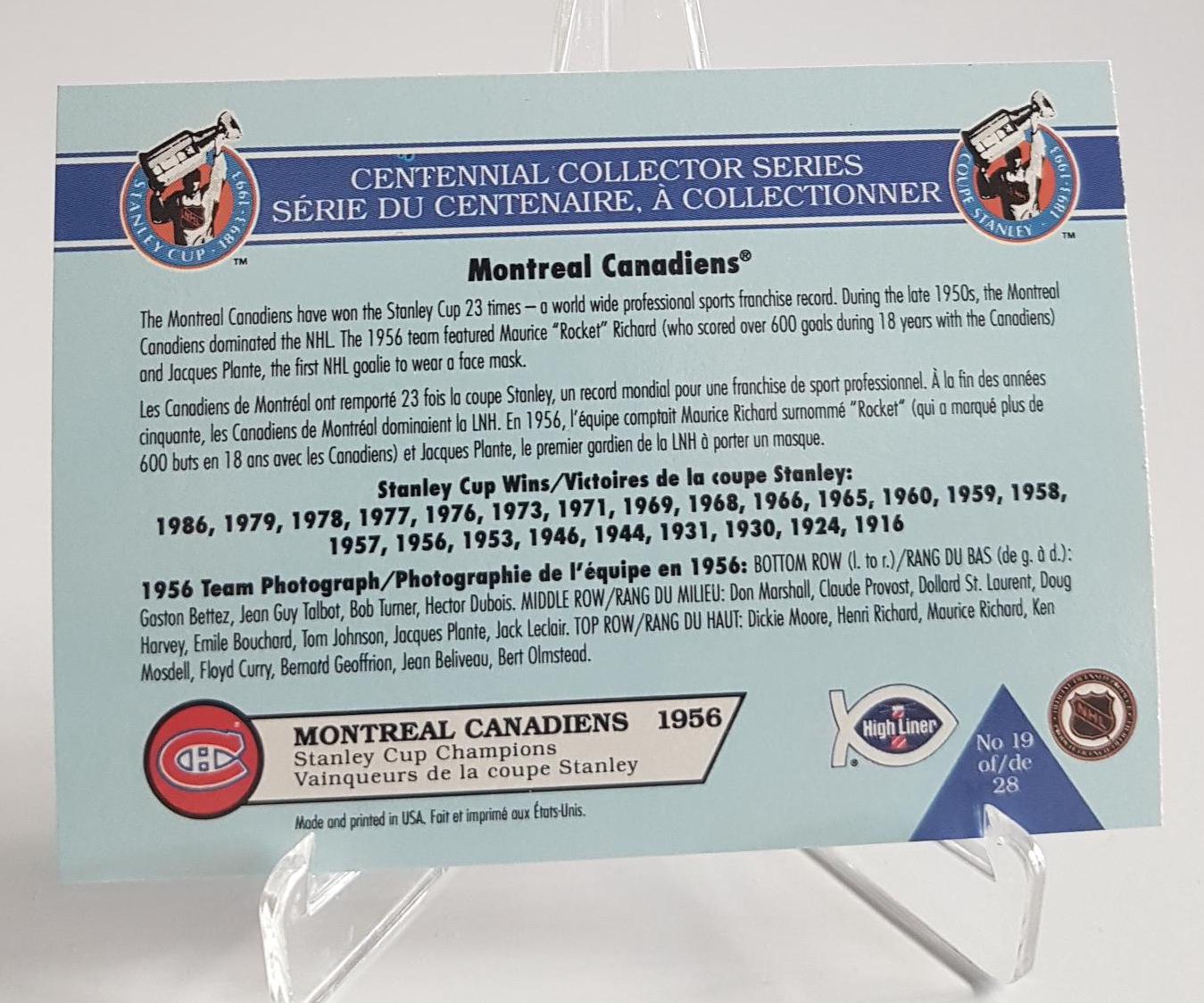 Captain Highliner Centennial Series 92-93 - Montreal Canadiens #19 ...