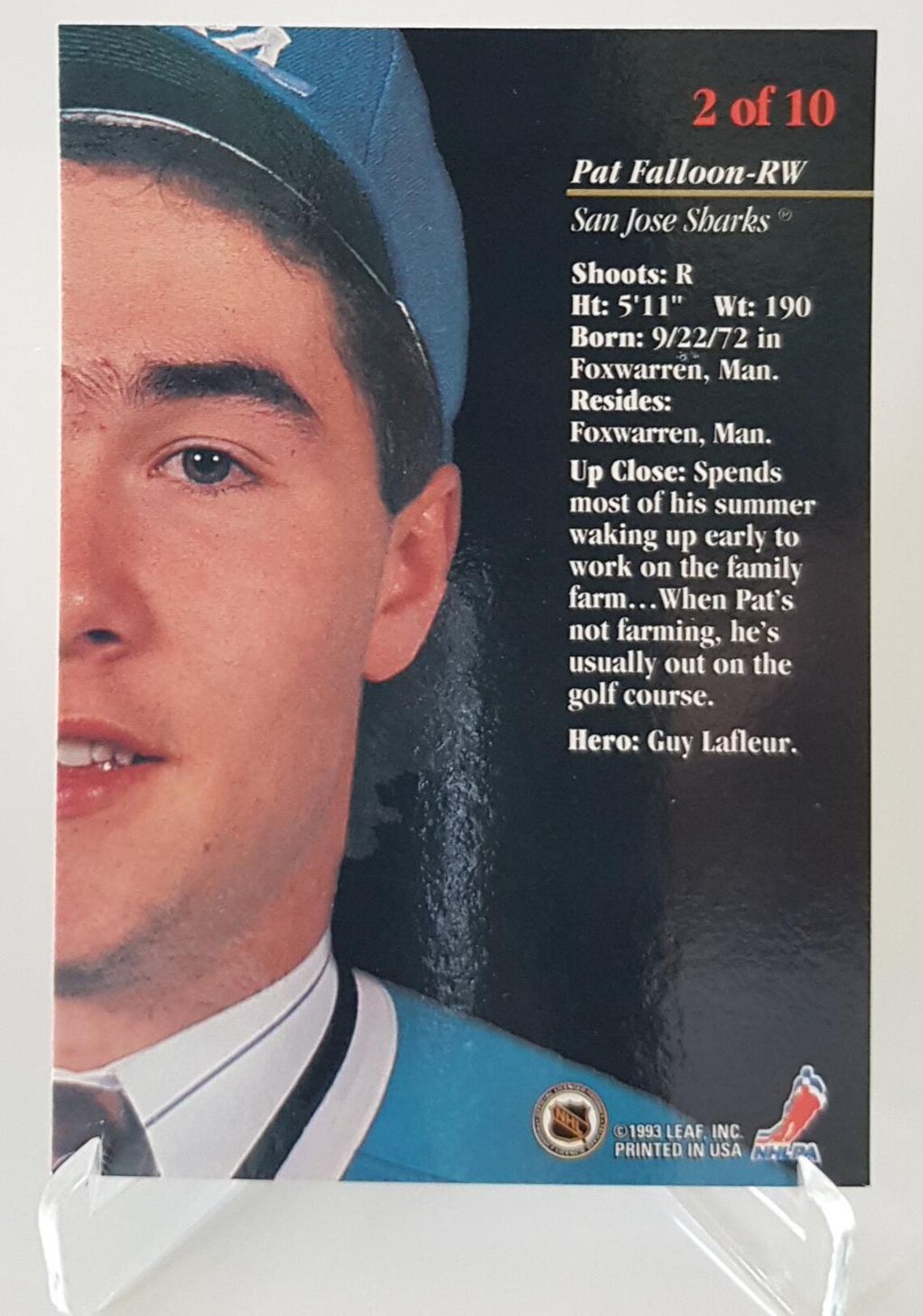 Pat Falloon 93-94 the Leaf Set "studio Signature Series" Hockey Card #2 ...