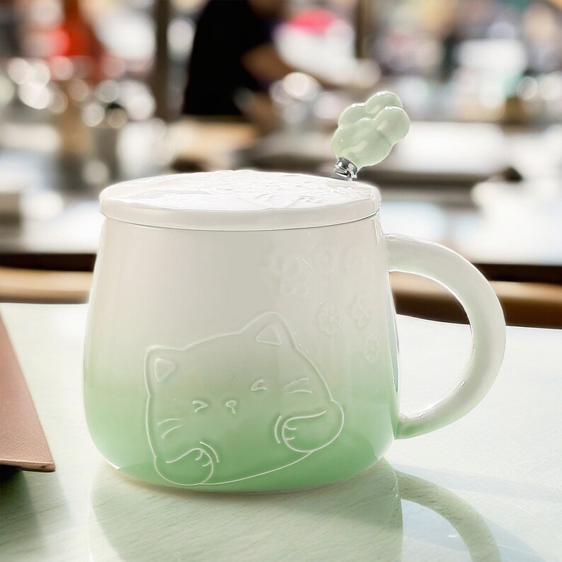 Cat-themed Mug Set With Spoons, Animal Lover Ceramic Cup, Niche High ...