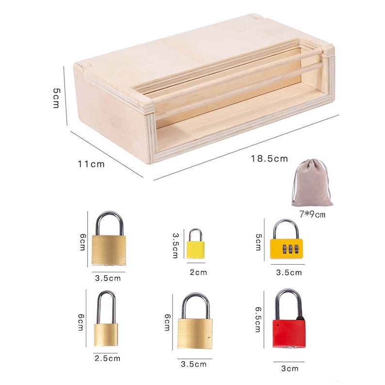 Personalized Custom Montessori Wooden Lock Box, Toddler Hands-on Skills ...