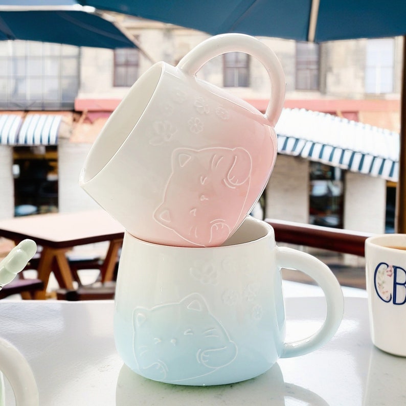 Cat-themed Mug Set With Spoons, Animal Lover Ceramic Cup, Niche High ...