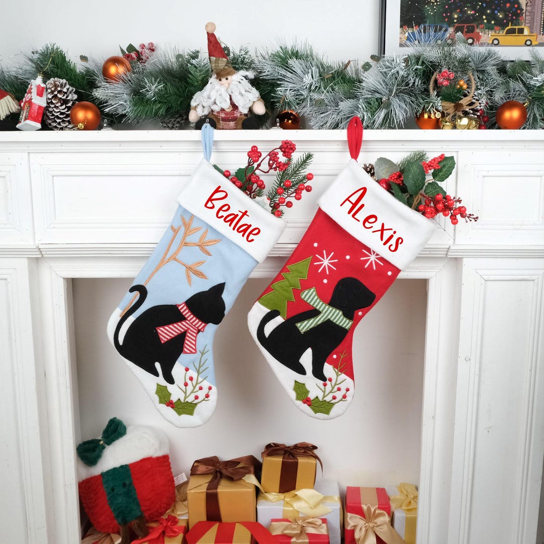 Personalized Custom Cat Dog Christmas Stockings, Unique Holiday Decor ...