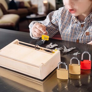 Personalized Custom Montessori Wooden Lock Box, Toddler Hands-on Skills ...