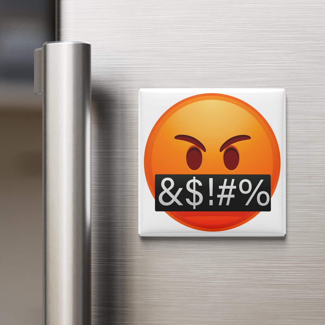 Face With Symbols Over Mouth Emoji Magnet | 2x2" Square Fridge Magnet ...