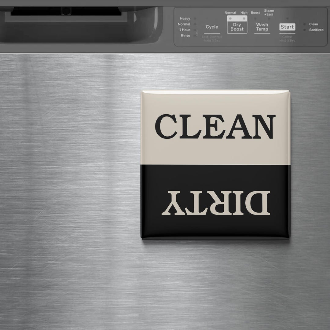 Clean Dirty Dishwasher Magnets | 2x2" Rotating Kitchen Label Sign ...