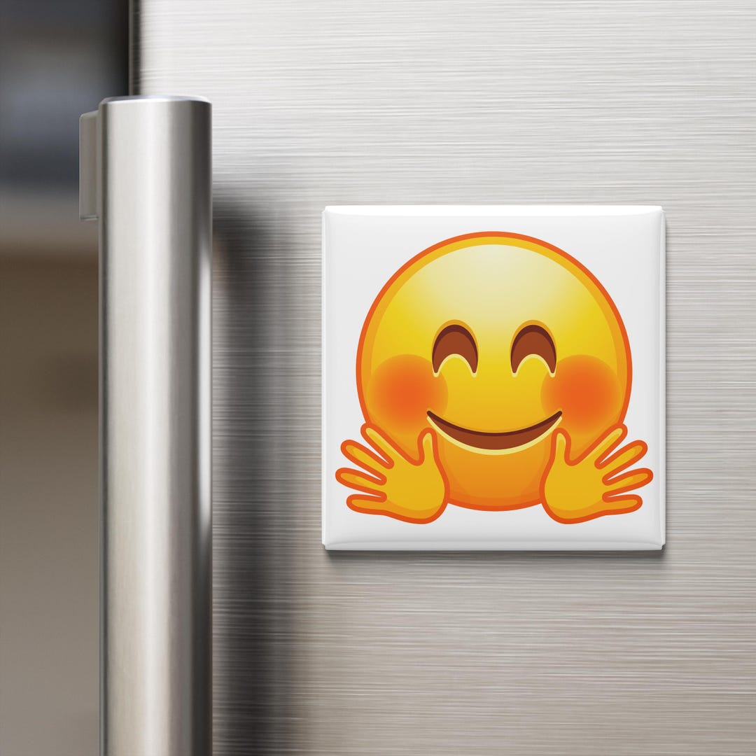 Hugging Face Emoji Magnet | 2x2" Square Fridge Magnet | Fun Kitchen Decor, Locker Magnet, Emoji ...