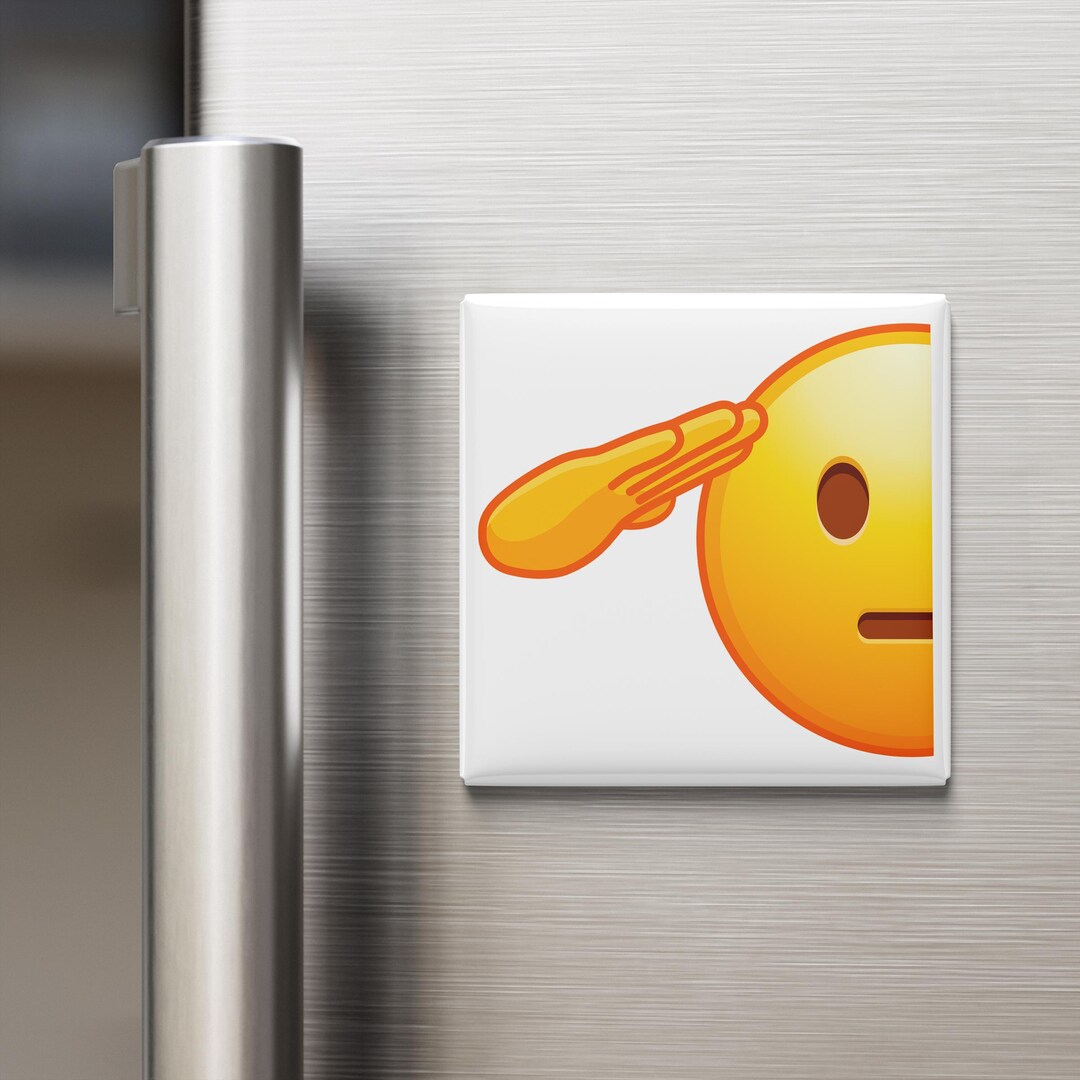 Saluting Face Emoji Magnet | 2x2" Square Fridge Magnet | Fun Kitchen ...