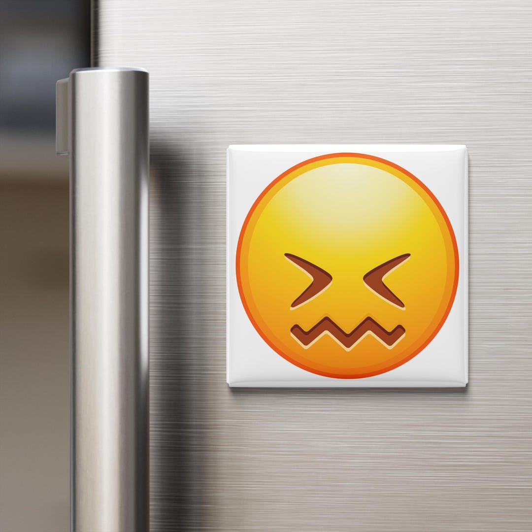 Confounded Face Emoji Magnet | 2x2" Square Fridge Magnet | Fun Kitchen ...