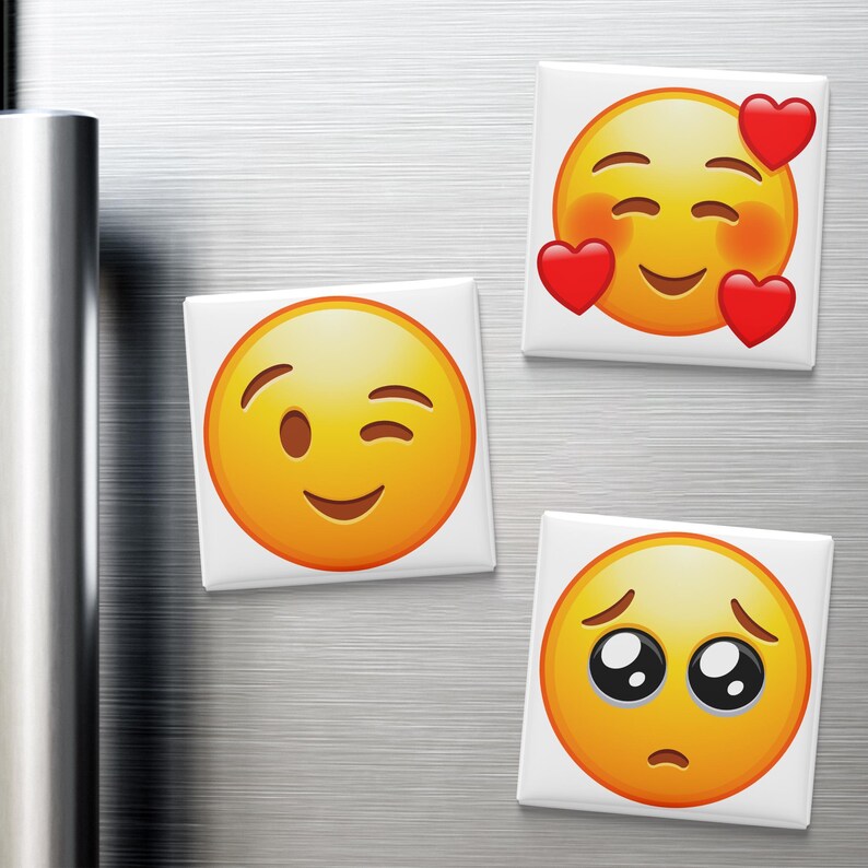 Upside Down Face Emoji Magnet | 2x2" Square Fridge Magnet | Fun Kitchen ...