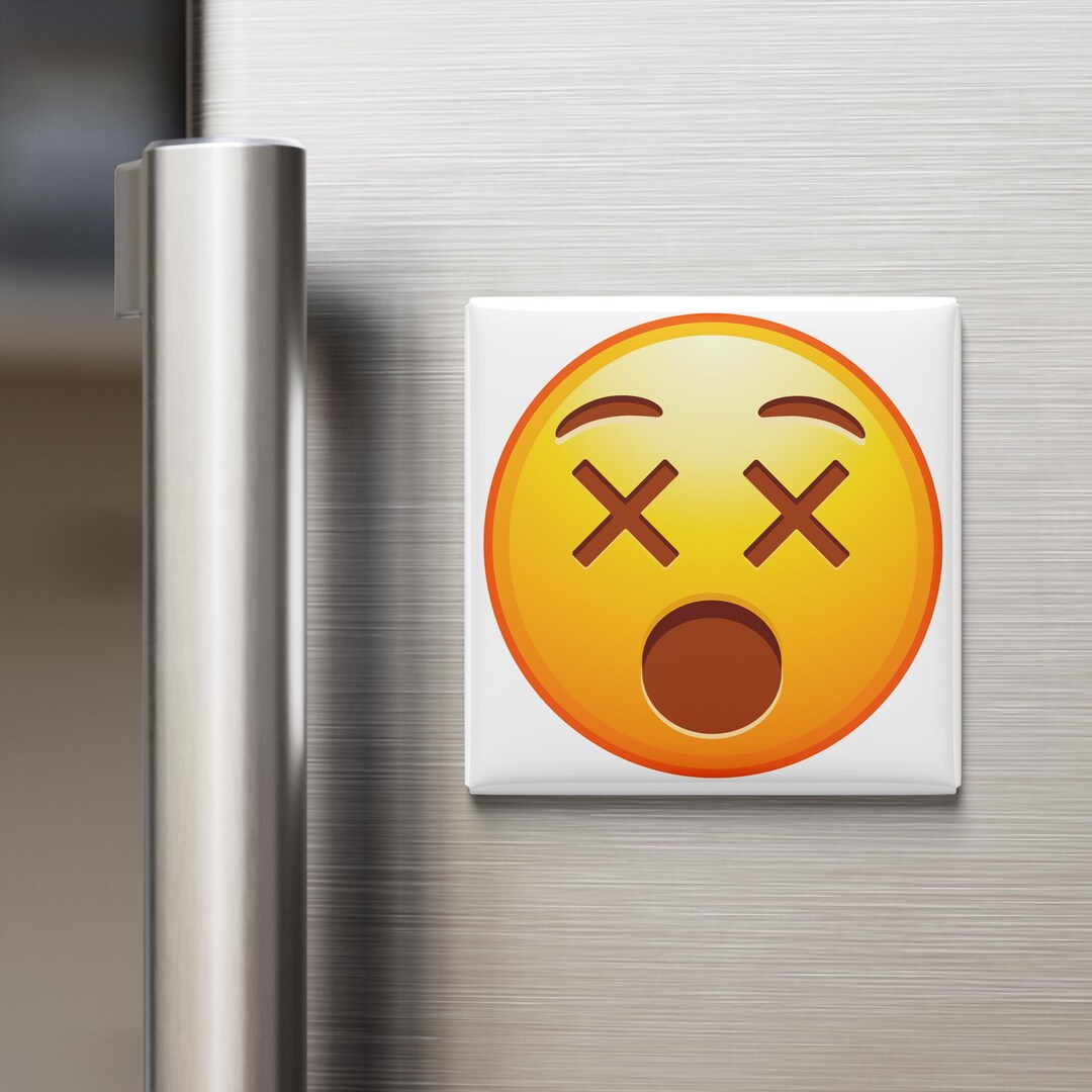Dizzy Face Emoji Magnet | 2x2" Square Fridge Magnet | Fun Kitchen Decor ...