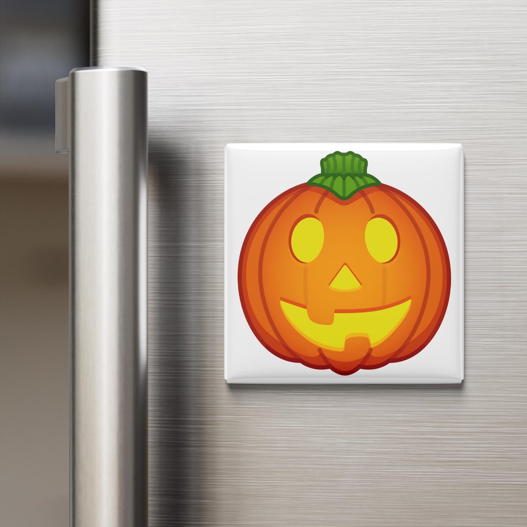 Jack-o-lantern Emoji Magnet | 2x2" Square Fridge Magnet | Fun Kitchen ...