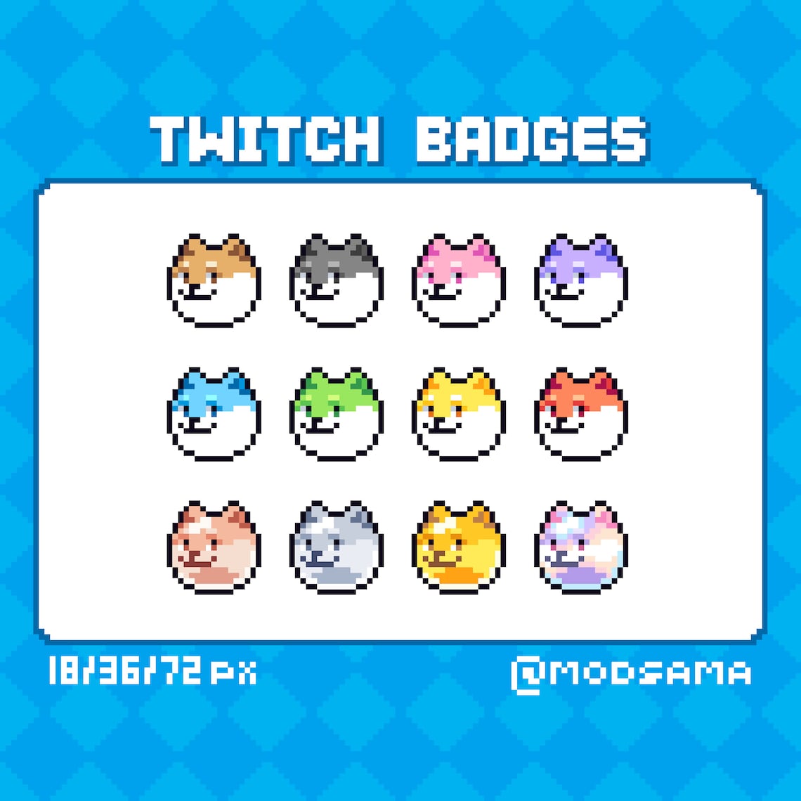 Cute Shiba Inu Dog Doge Meme Cartoon Pixel Twitch Sub/ Bit Badges - Etsy