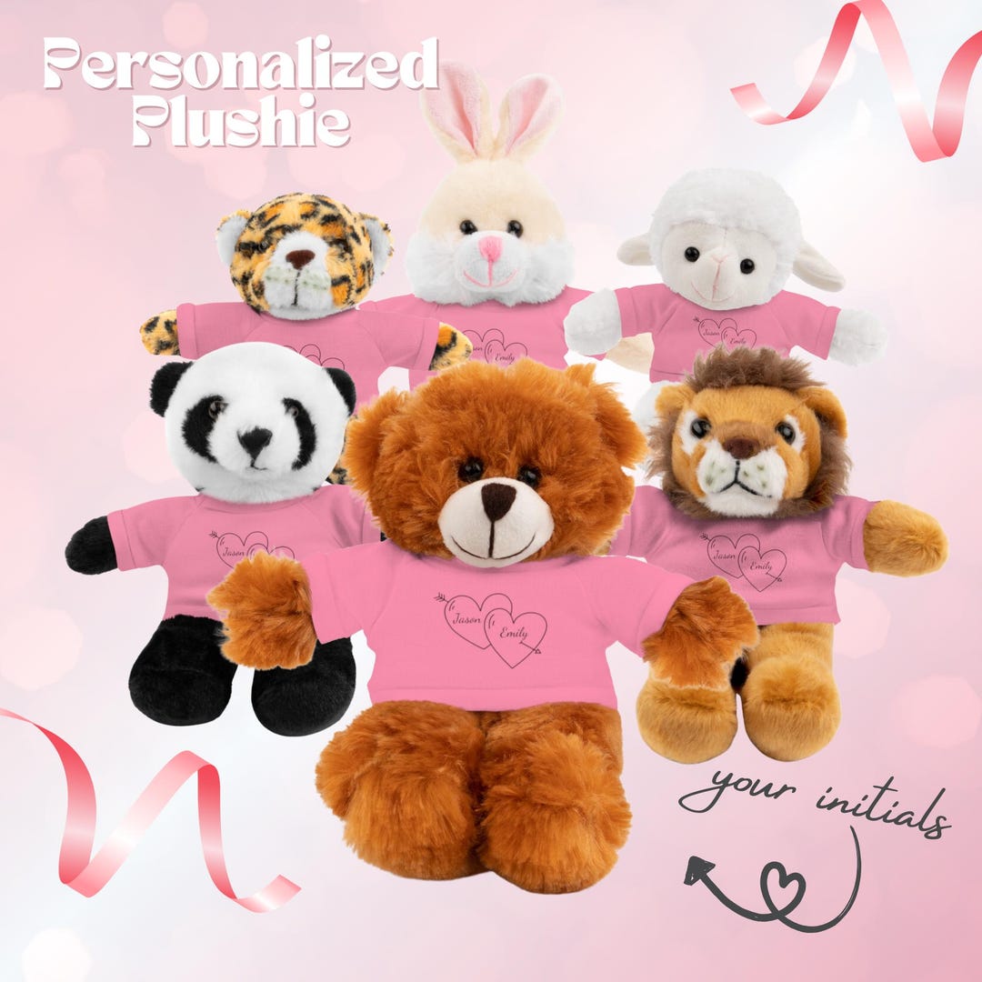 Personalized Love Names Stuffed Animals With Tee, Customized Plushie ...