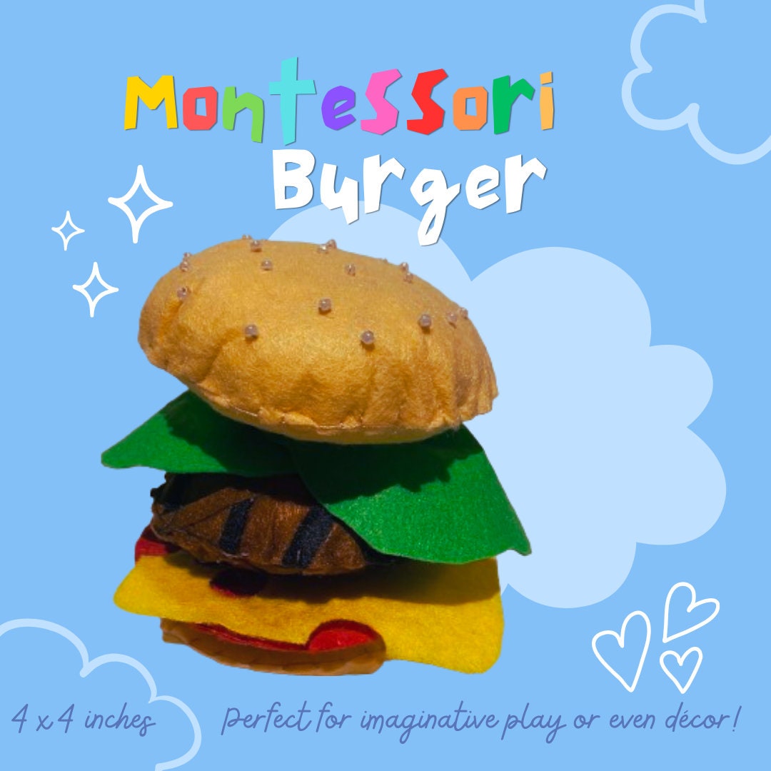 Montessori Felt Burger Toy Pretend Play Food Set, Handmade Montessori ...