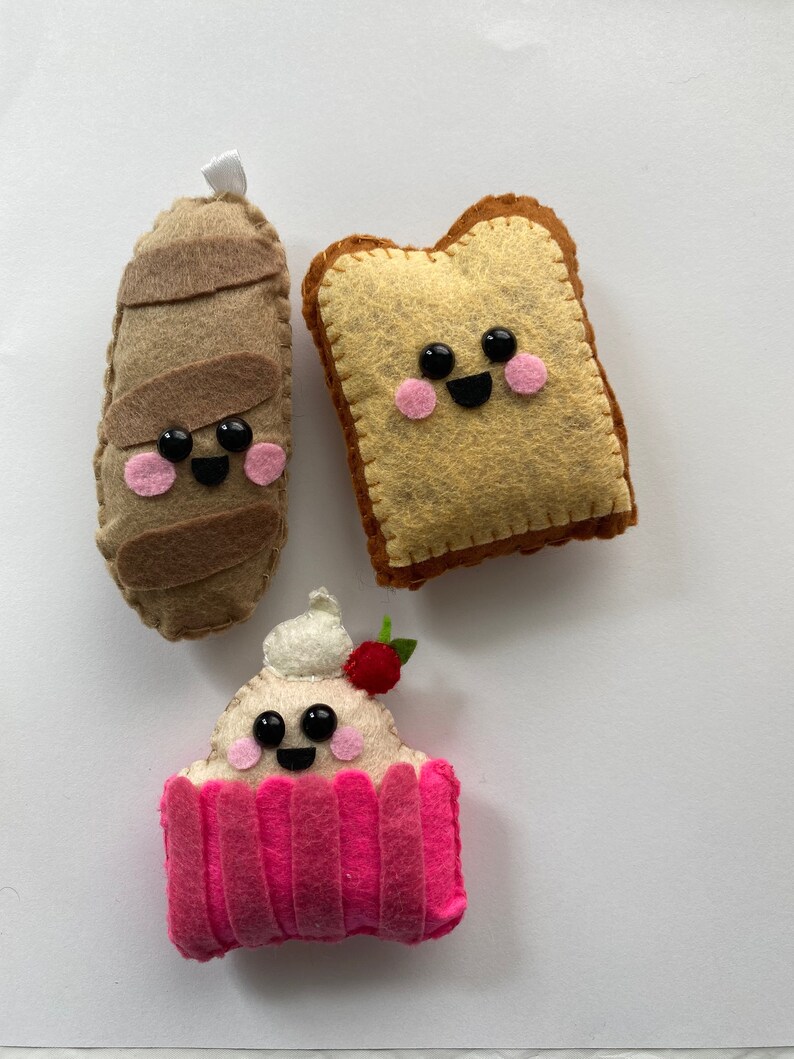 Toasty Trio Felt Plushie Bundle Plushie Bundle Handmade Plushies Food ...