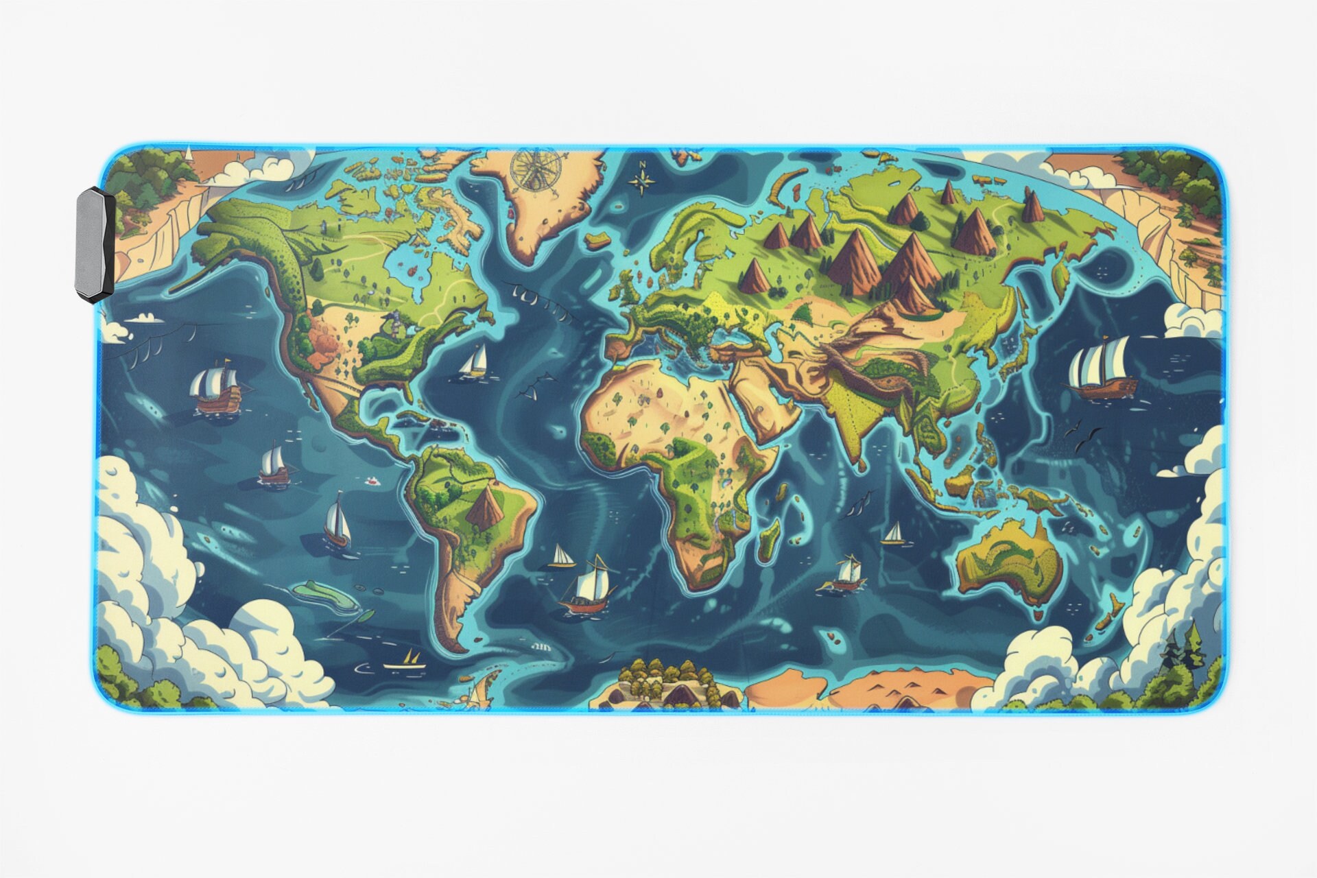 World Map Desk Mat XXL, Cartoon World Map Mousepad, Cute Play Mat ...