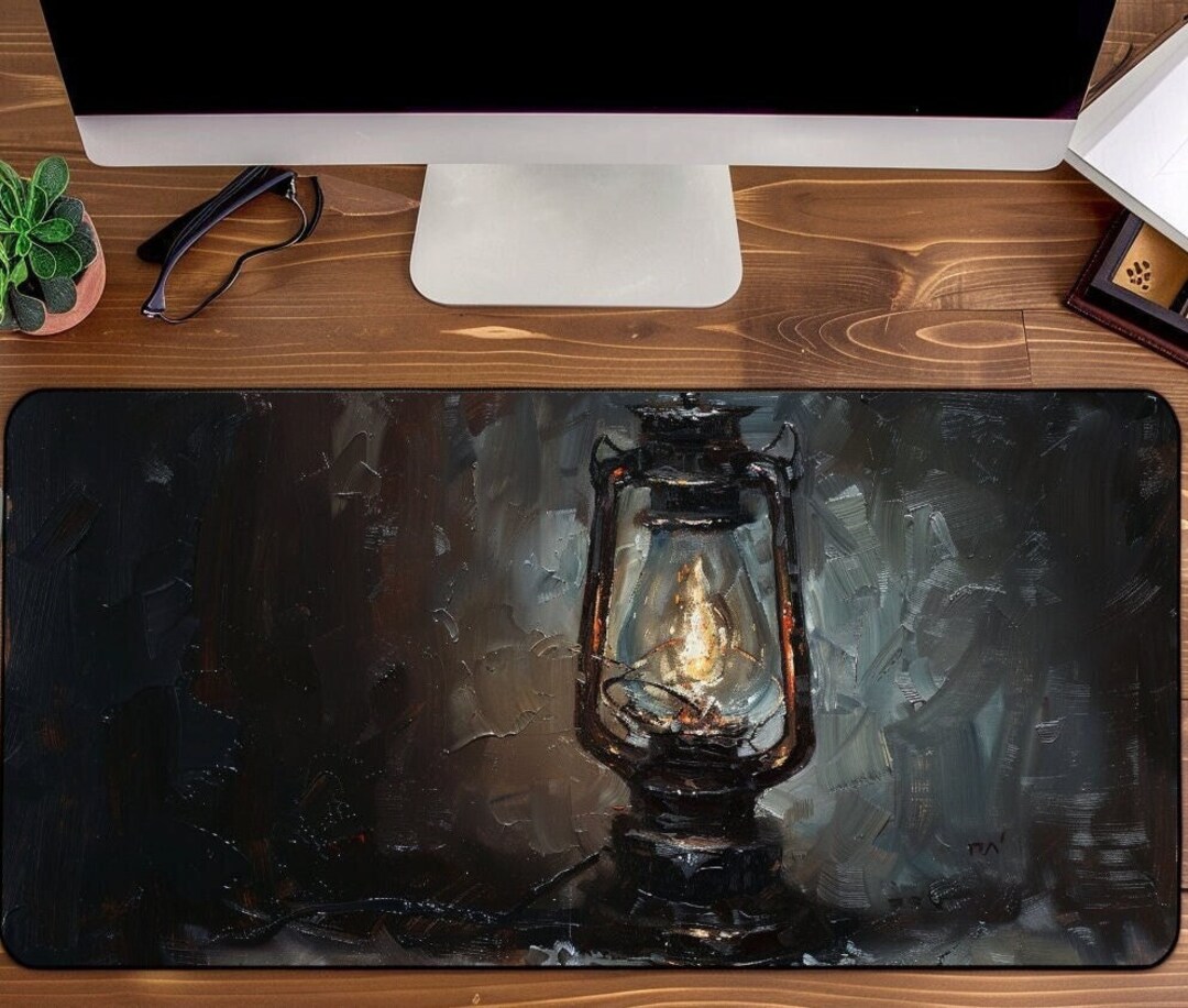 Mid-night Lamp Desk Mat, Oil Lamp Desk Mat, XXL Mouse Pad, Night Desk ...